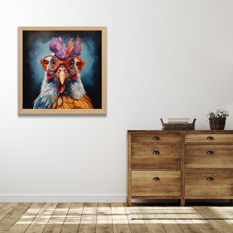 Funny Chicken Wall Art Print, Canoe in Lilies Wall Art, Wall Art ...