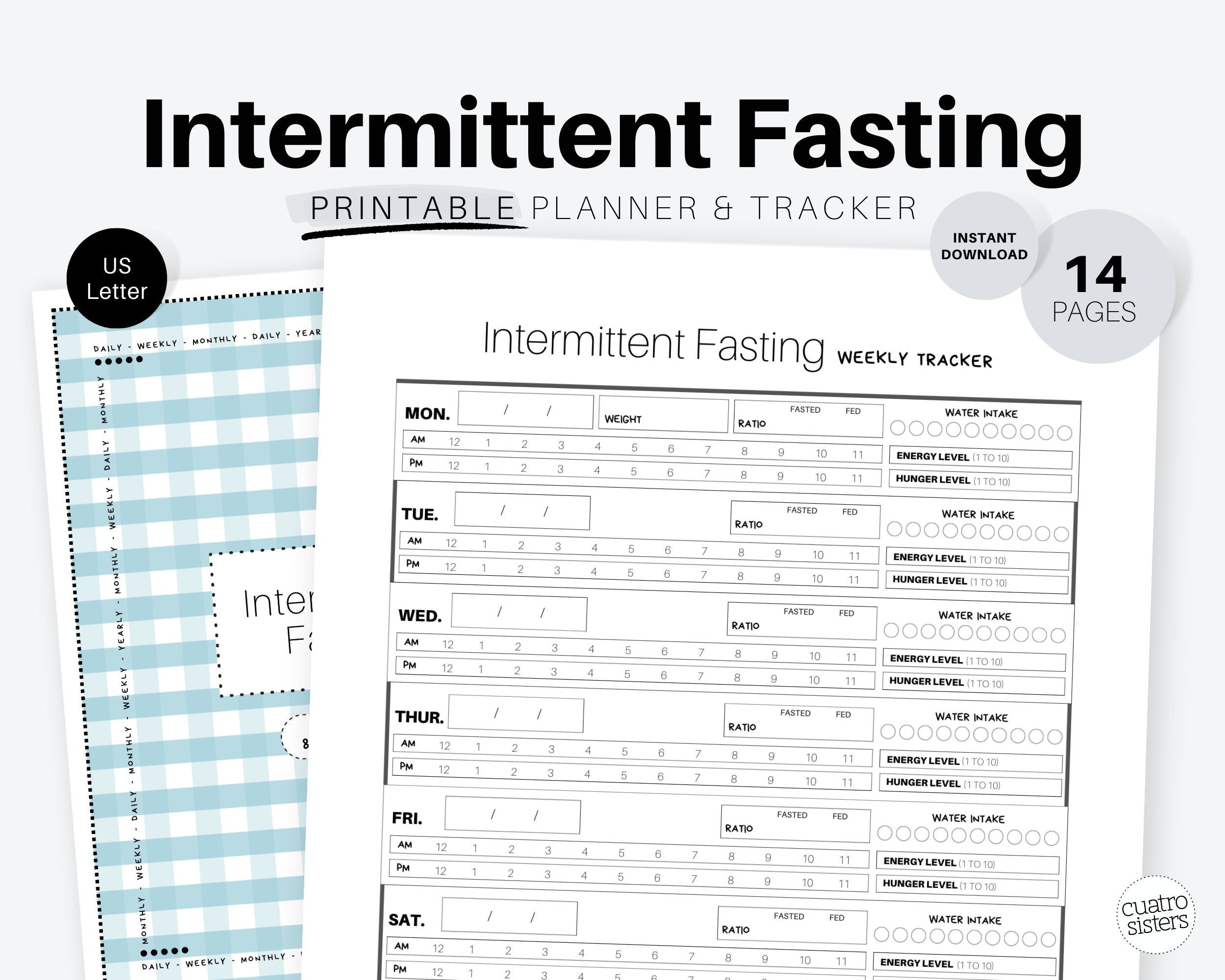 Printable Minimalist Intermittent Fasting Printable Planner & Tracker ...