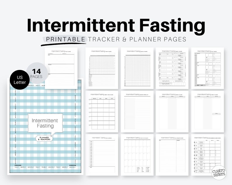 Printable Minimalist Intermittent Fasting Printable Planner & Tracker ...