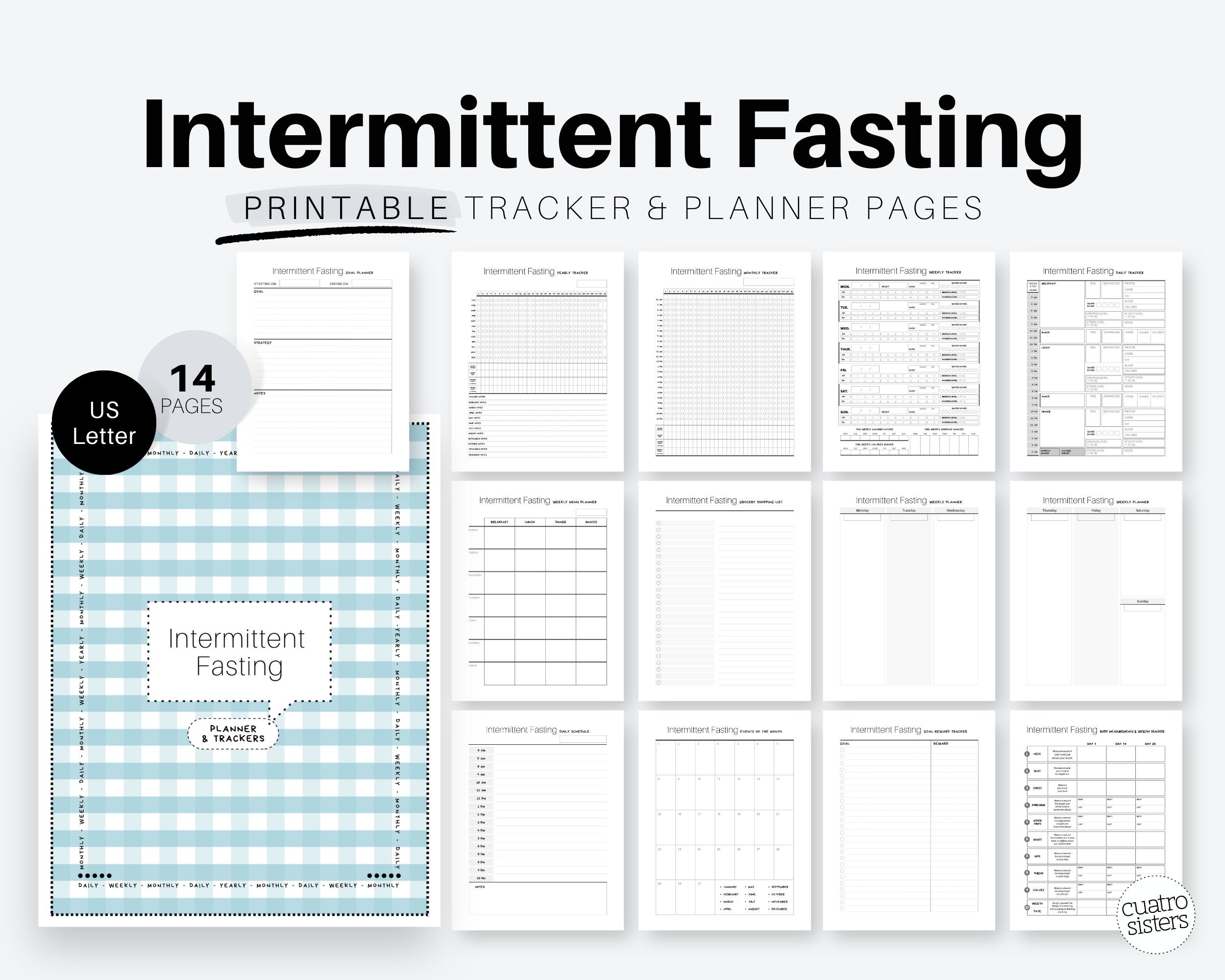 Printable Minimalist Intermittent Fasting Printable Planner & Tracker ...