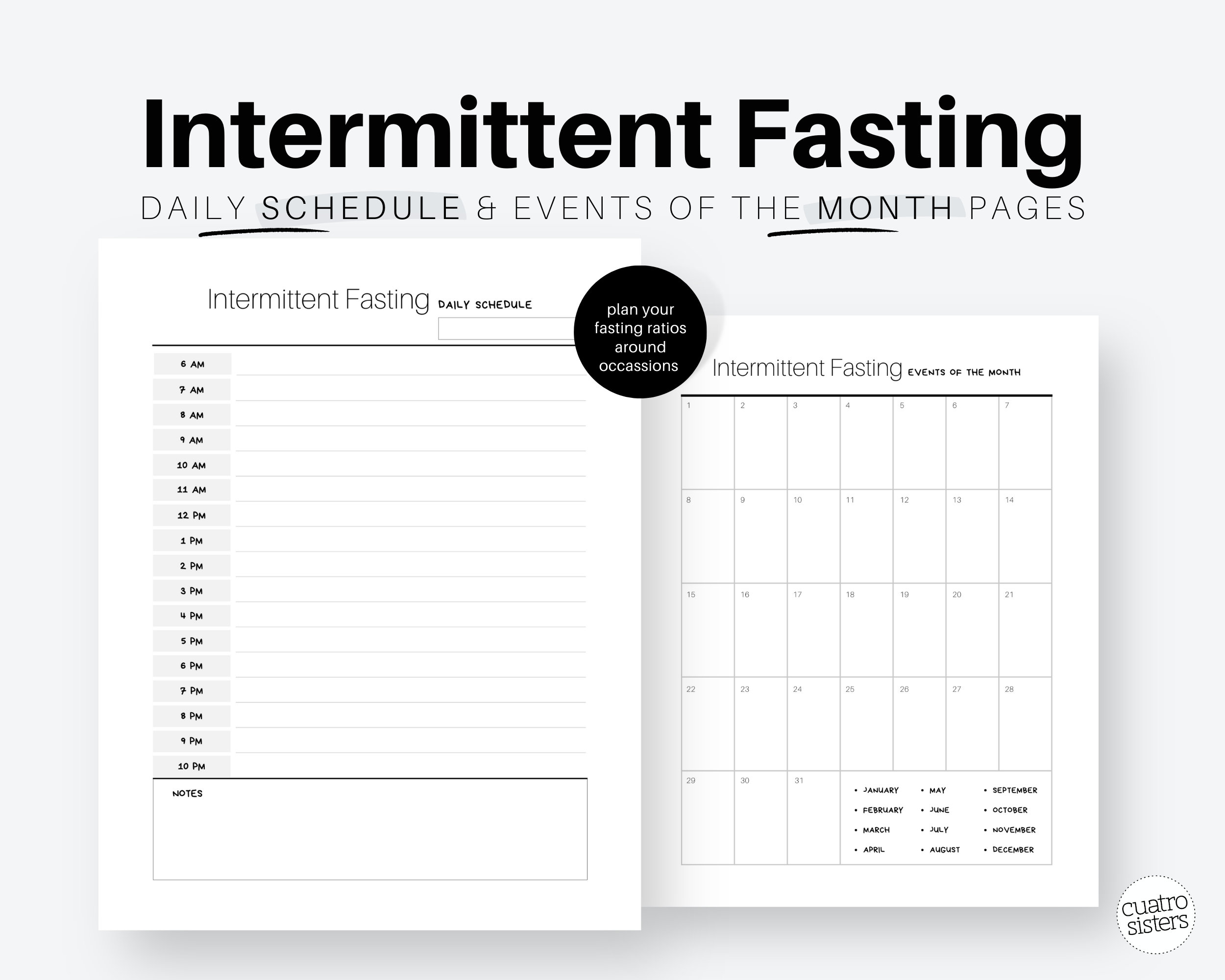 Printable Minimalist Intermittent Fasting Printable Planner & - Etsy