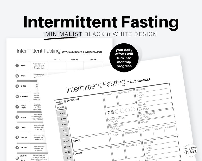 Printable Minimalist Intermittent Fasting Printable Planner & Tracker ...