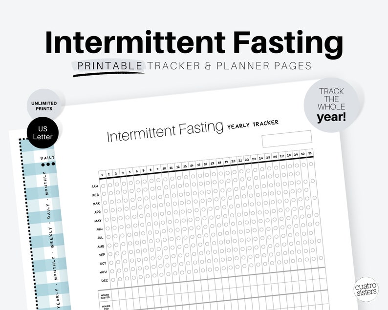 Printable Minimalist Intermittent Fasting Printable Planner & Tracker ...