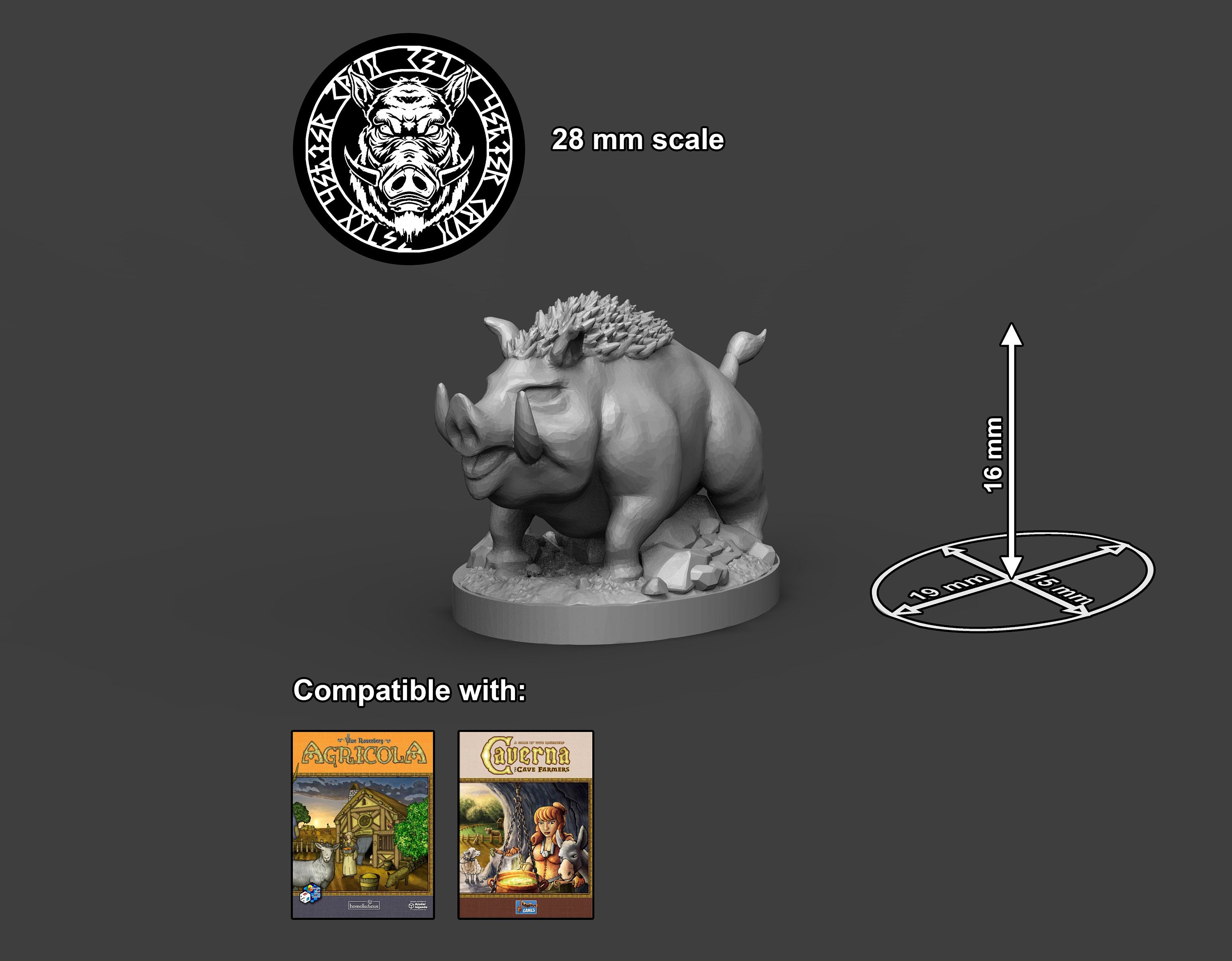 Boar Meeple Agricola Upgrade Caverna Upgrade Fantasy Miniature ...