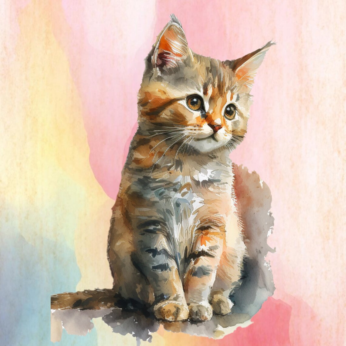 50x Files - Purr-fectly Adorable: A Watercolour Clipart Bundle of Cute ...