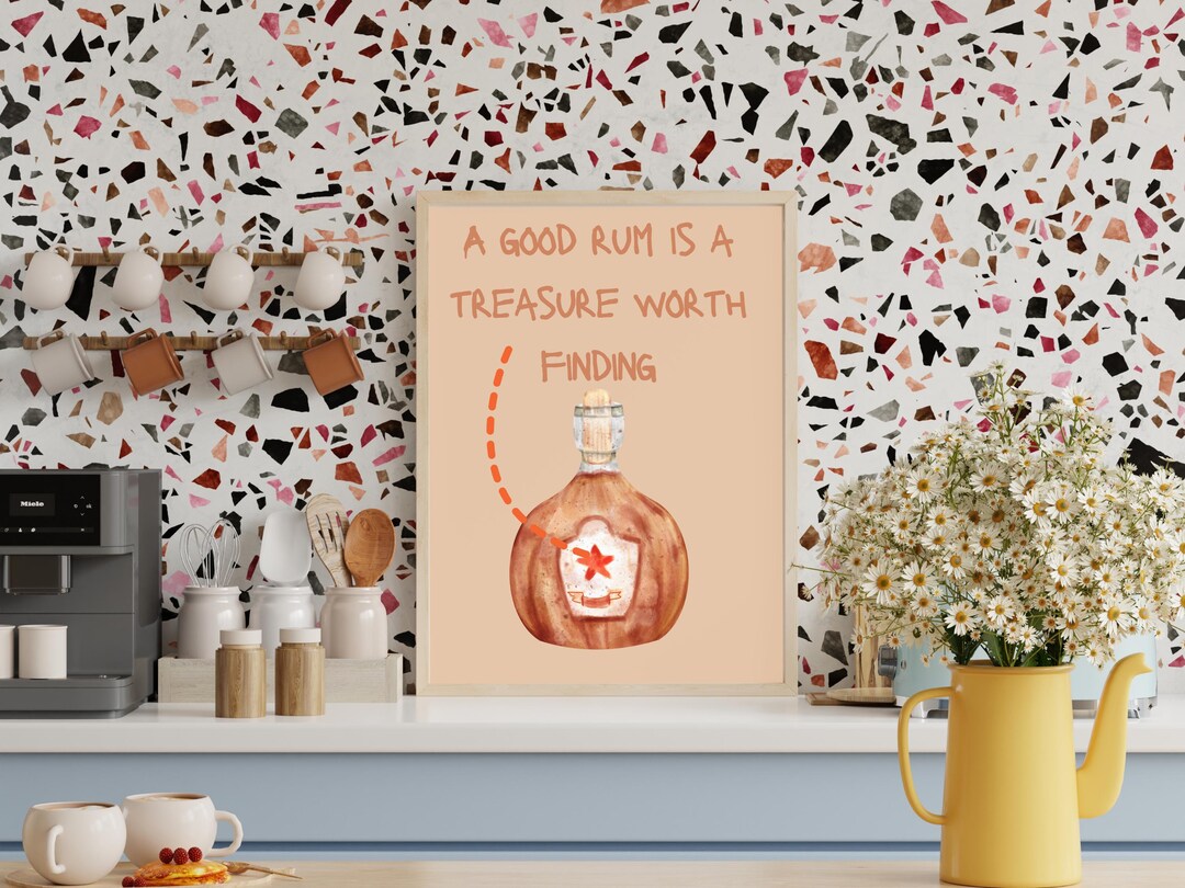 Rum Wall Art | 'A Good Rum is a Treasure Worth Finding' Quote Print ...