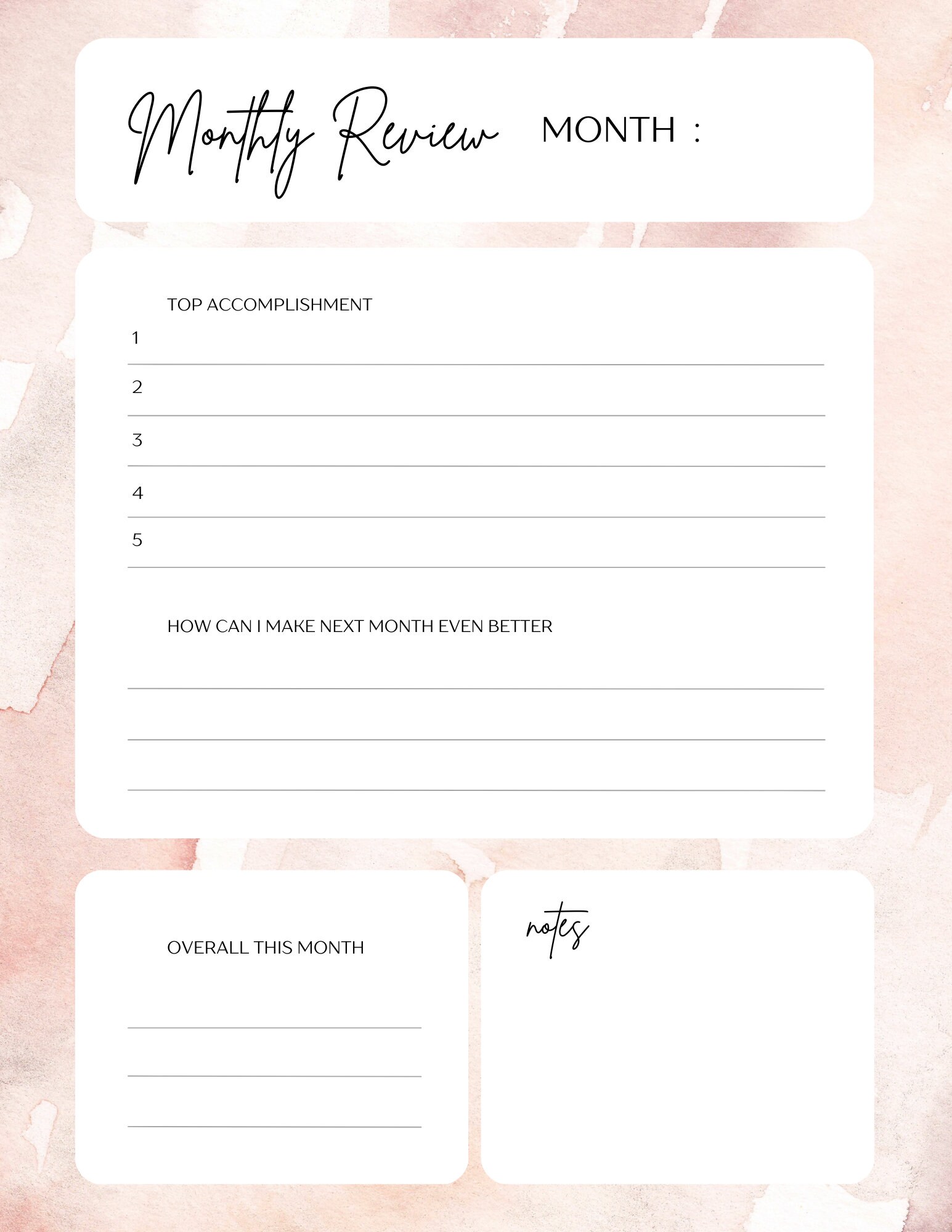 Self Care Check List/ Monthly Planner - Etsy