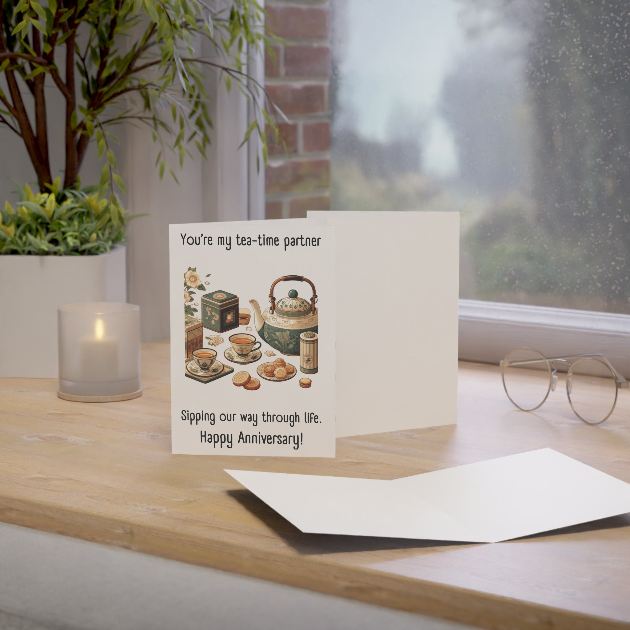 Tea-time Partner Anniversary Card, Perfect Gift for Tea Lovers, Sipping ...
