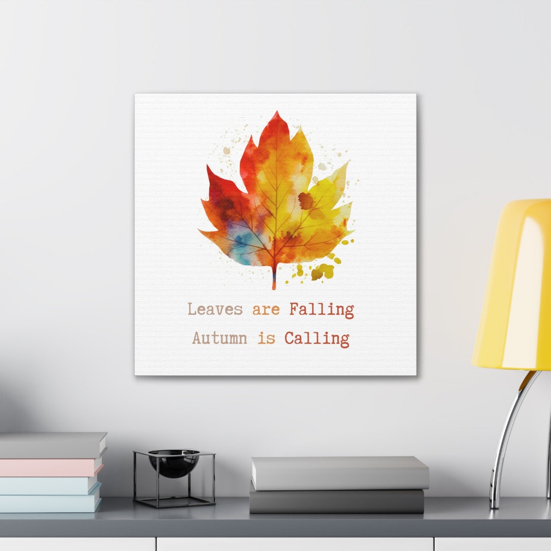 Colorful Watercolor Fall Leaf Canvas for Autumn Home Decor With Vibrant ...