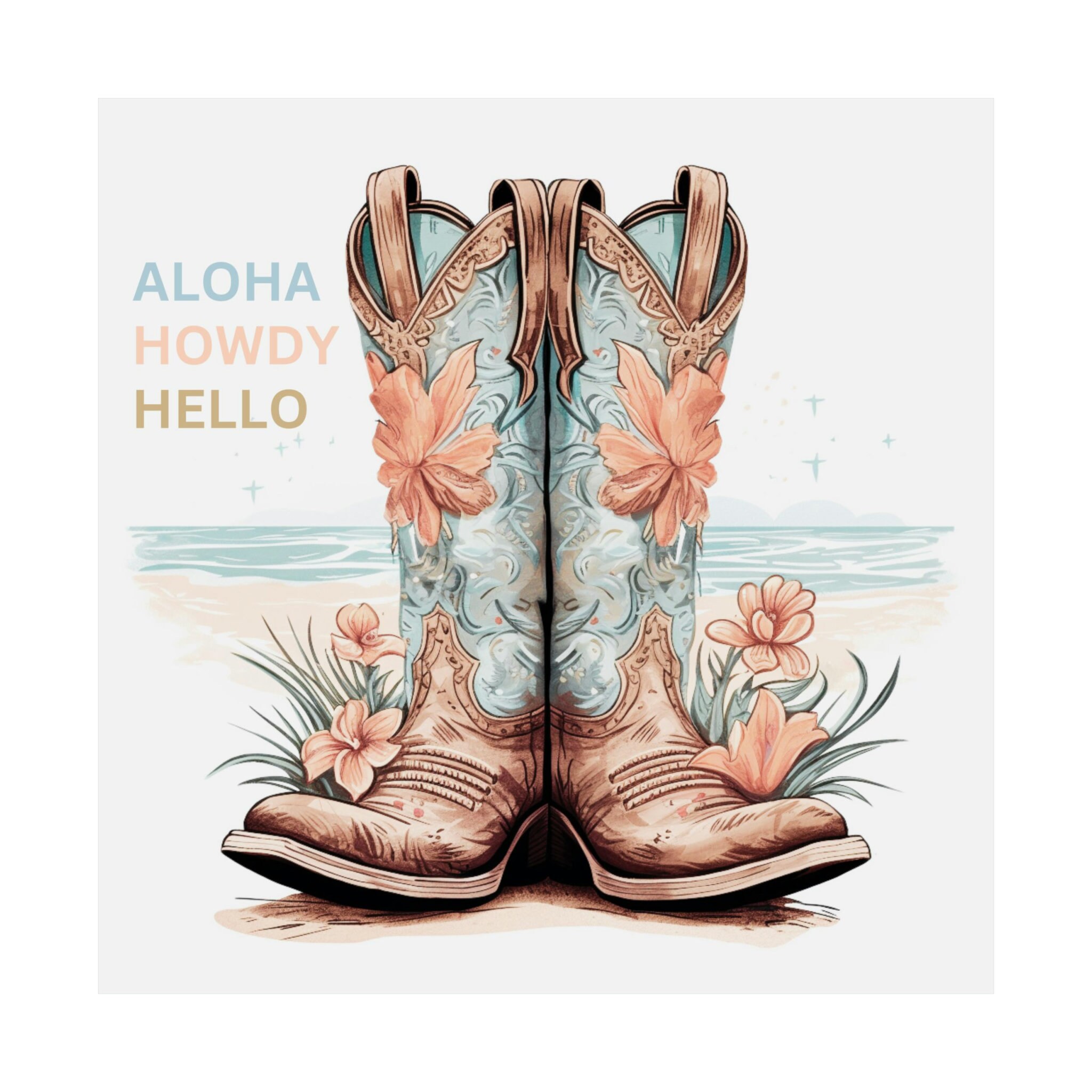 Coastal Cowgirl Print Trendy Poster Cowgirl Wall Art Bedroom Cowgirl ...