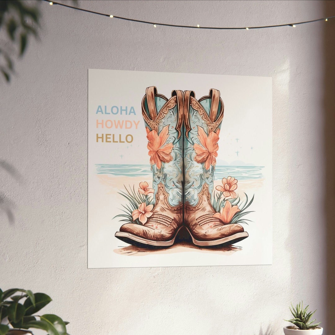 Coastal Cowgirl Print Trendy Poster Cowgirl Wall Art Bedroom Cowgirl ...