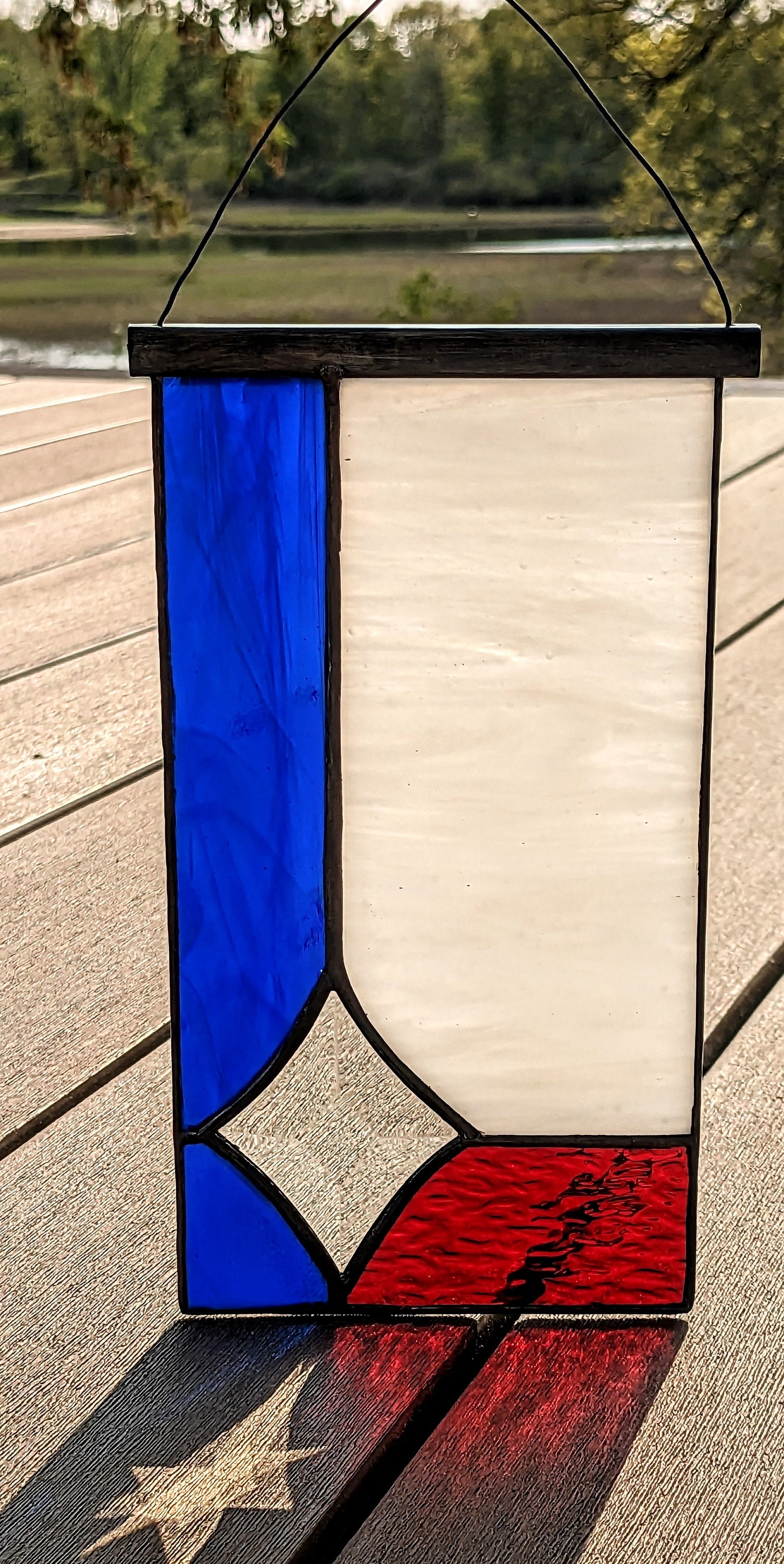 One Patriotic Stained Glass Flag Suncatcher, Red Whit Blue, Bevel ...