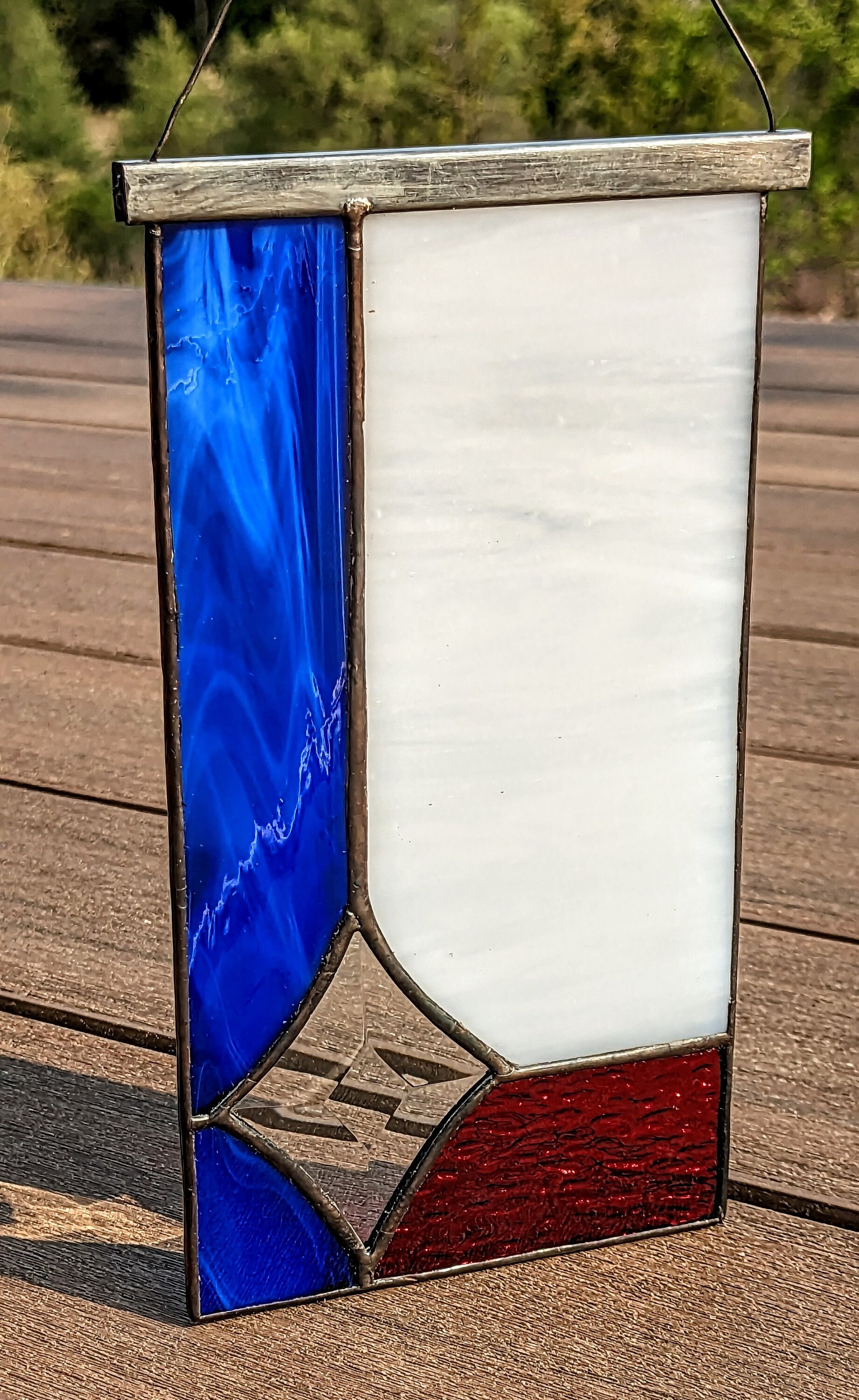 One Patriotic Stained Glass Flag Suncatcher, Red Whit Blue, Bevel ...