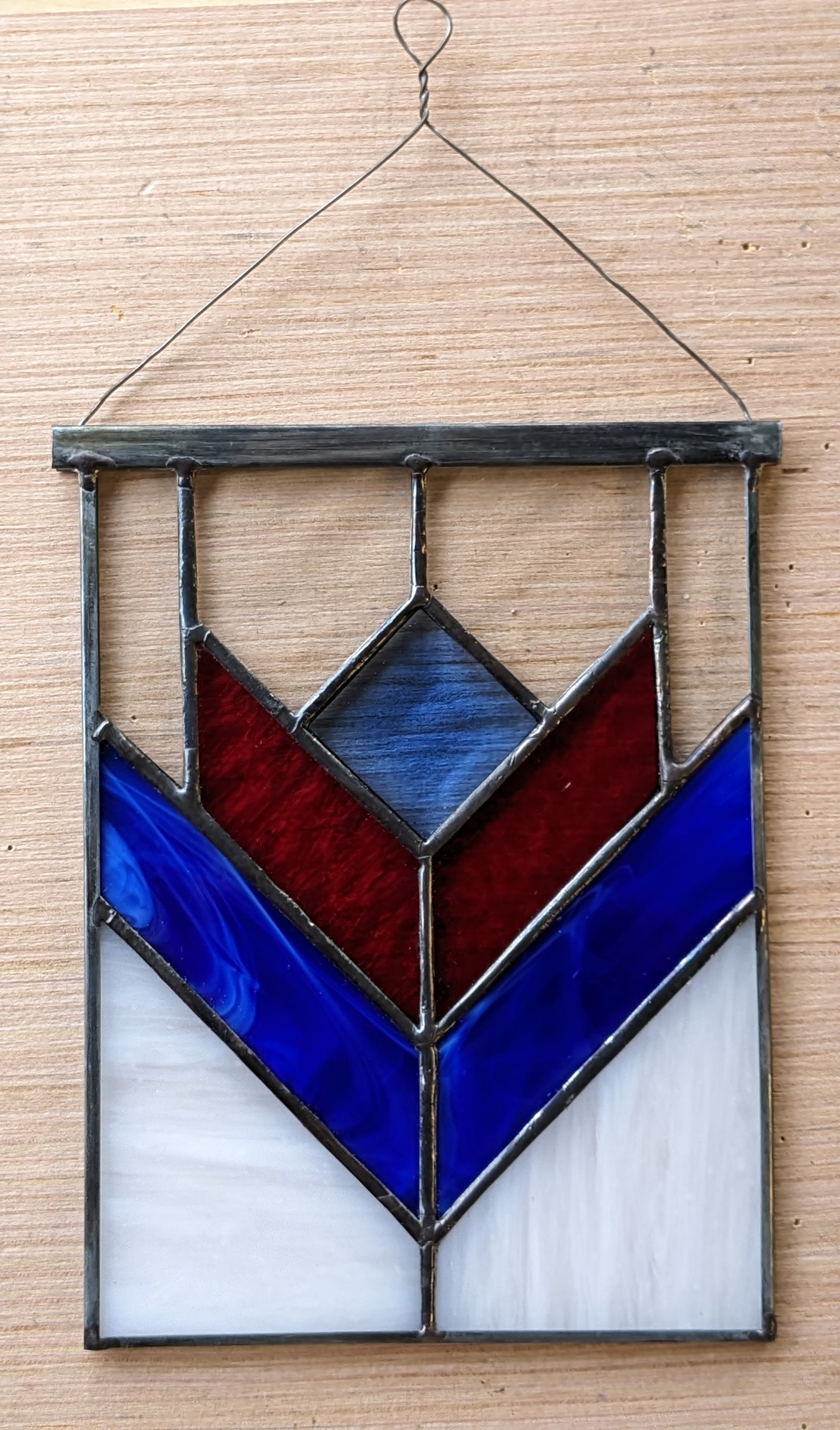 One Patriotic Stained Glass Flag Suncatcher, Red Whit Blue, Bevel ...