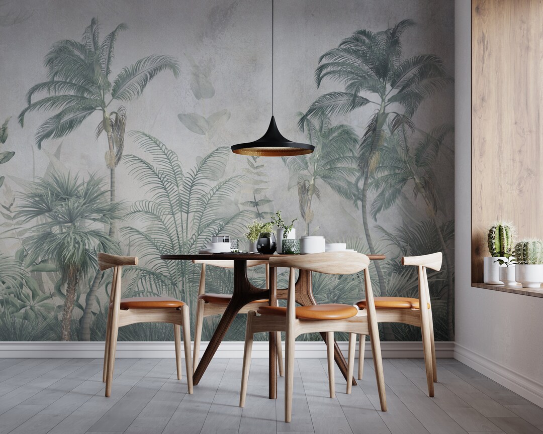 Tropical Jungle Plants Wall Decoration Tropical Wallpaper, Jungle Wall ...