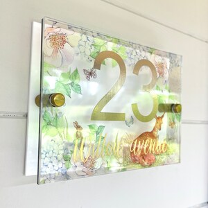 House Sign Wall Floral Cottage Door Number Street Name Plaque Acrylic ...