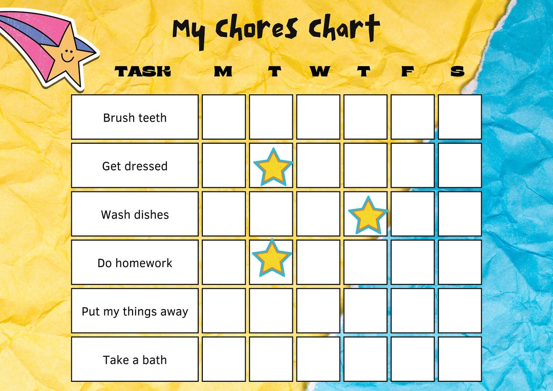 Printable Chart for Happy and Organized Kids - Etsy