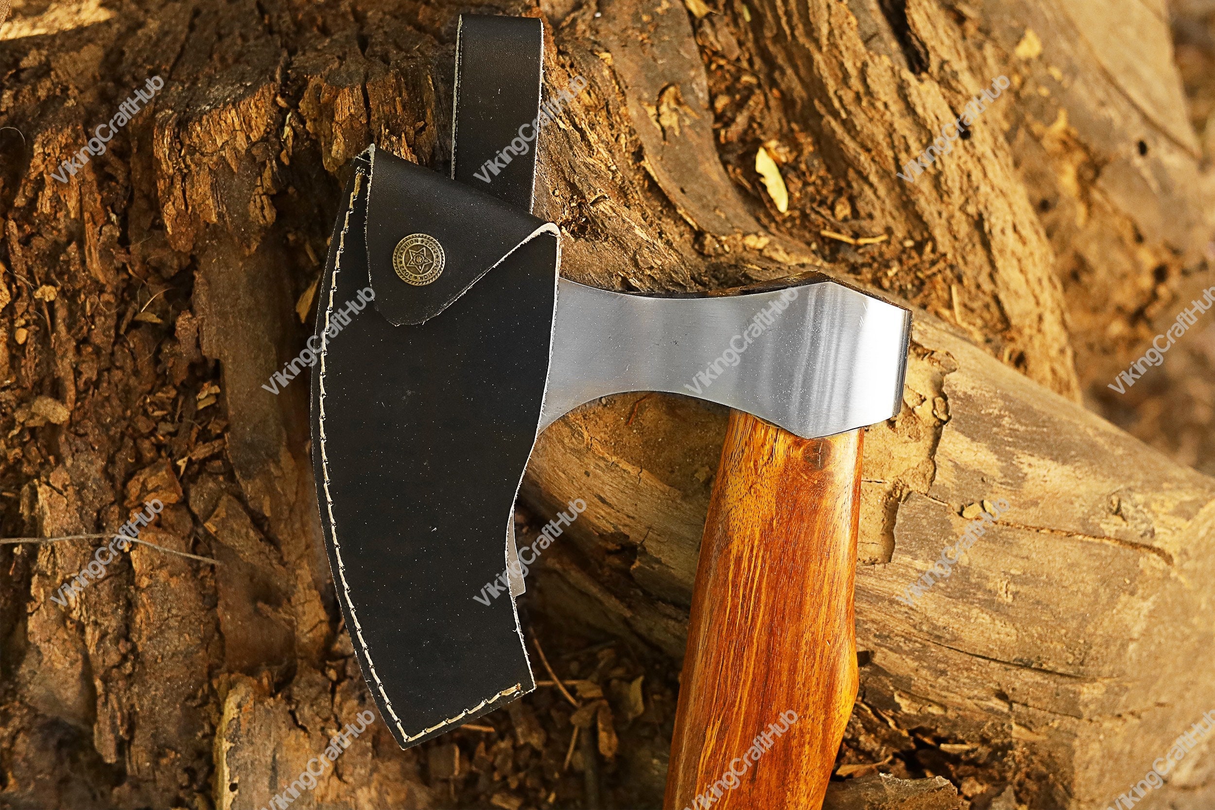HAND FORGED VIKING Axe With Leather Sheath Custom 20 Inch Wooden Handle ...