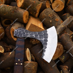 TWO HANDED AXE With Leather Sheath, Hand-forged Carbon Steel Berserker ...