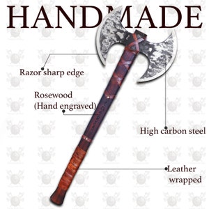 DOUBLE HEADED AXE, Hand Forged Axe, Double Bit Axe, Two Handed Axe ...