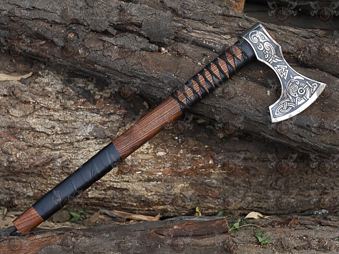Hatchet Viking Axe With Leather Sheath | Hand Forged Camping Axe Gift ...