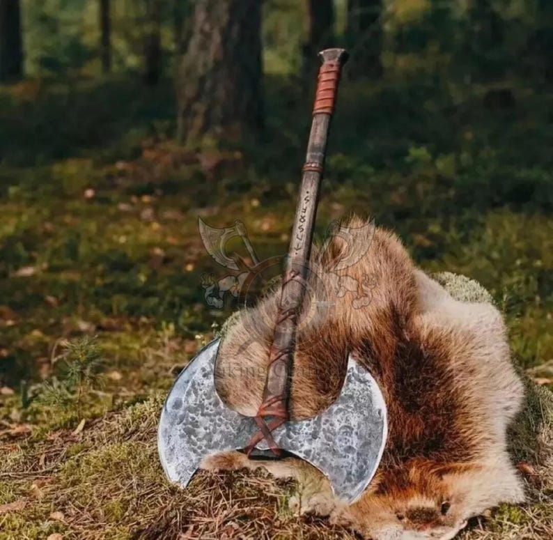 DOUBLE HEADED AXE, Hand Forged Axe, Double Bit Axe, Two Handed Axe ...