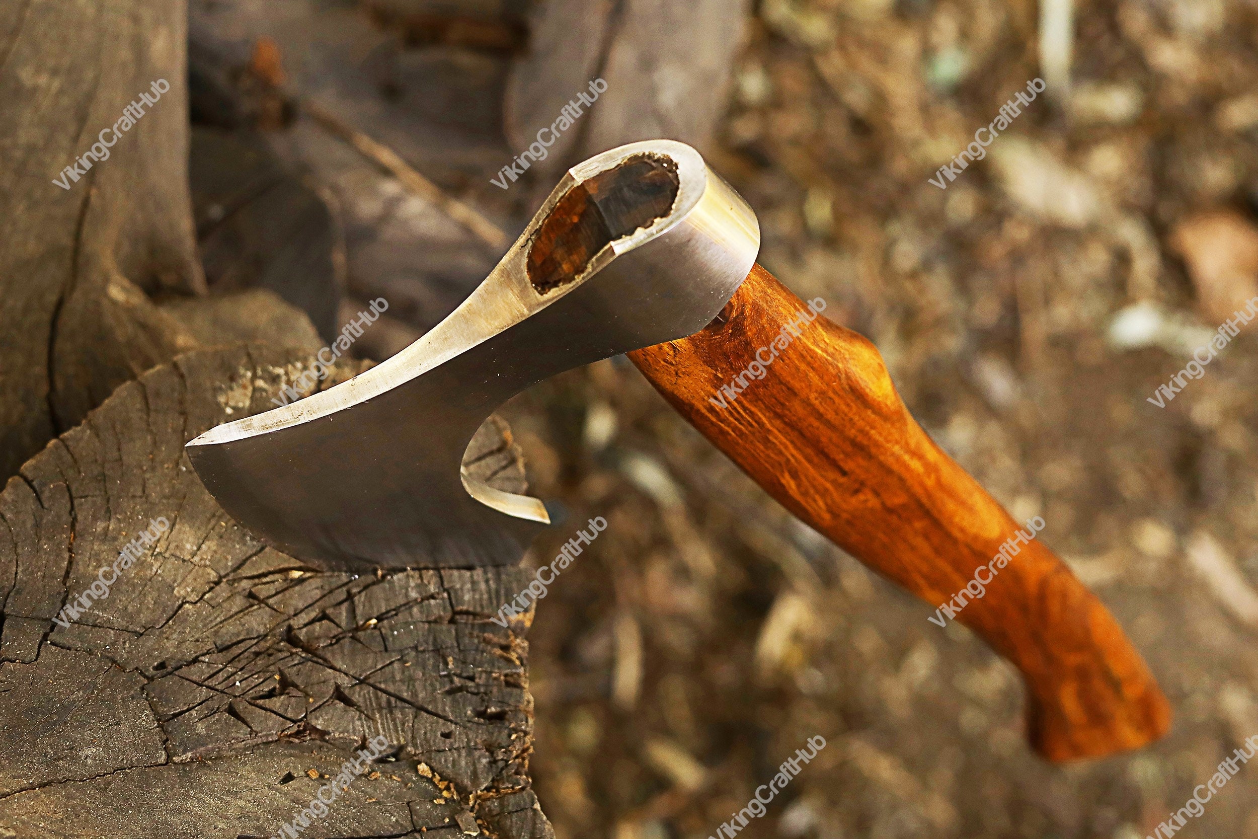 HAND FORGED VIKING Axe With Leather Sheath Custom 20 Inch Wooden Handle ...