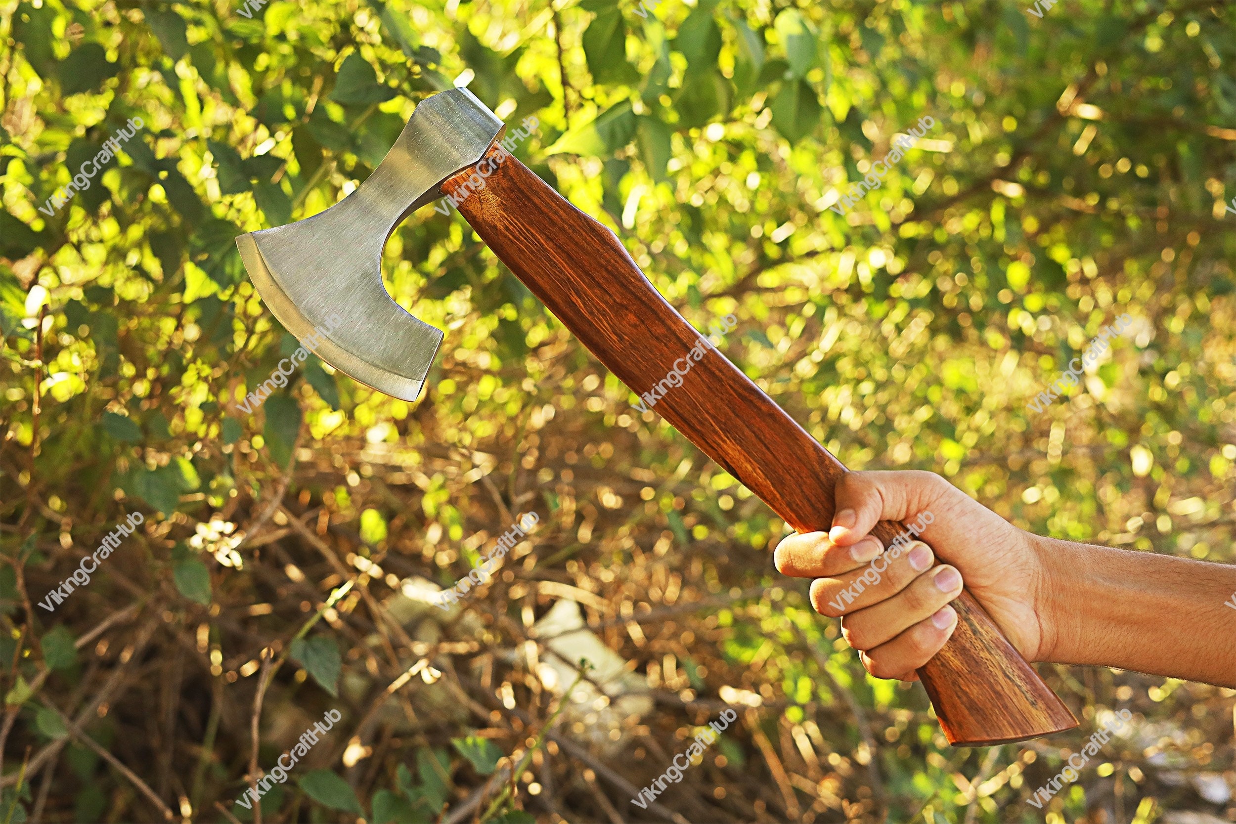 HAND FORGED VIKING Axe With Leather Sheath Custom 20 Inch Wooden Handle ...