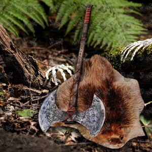 TWO HANDED AXE With Leather Sheath, Hand-forged Carbon Steel Berserker ...