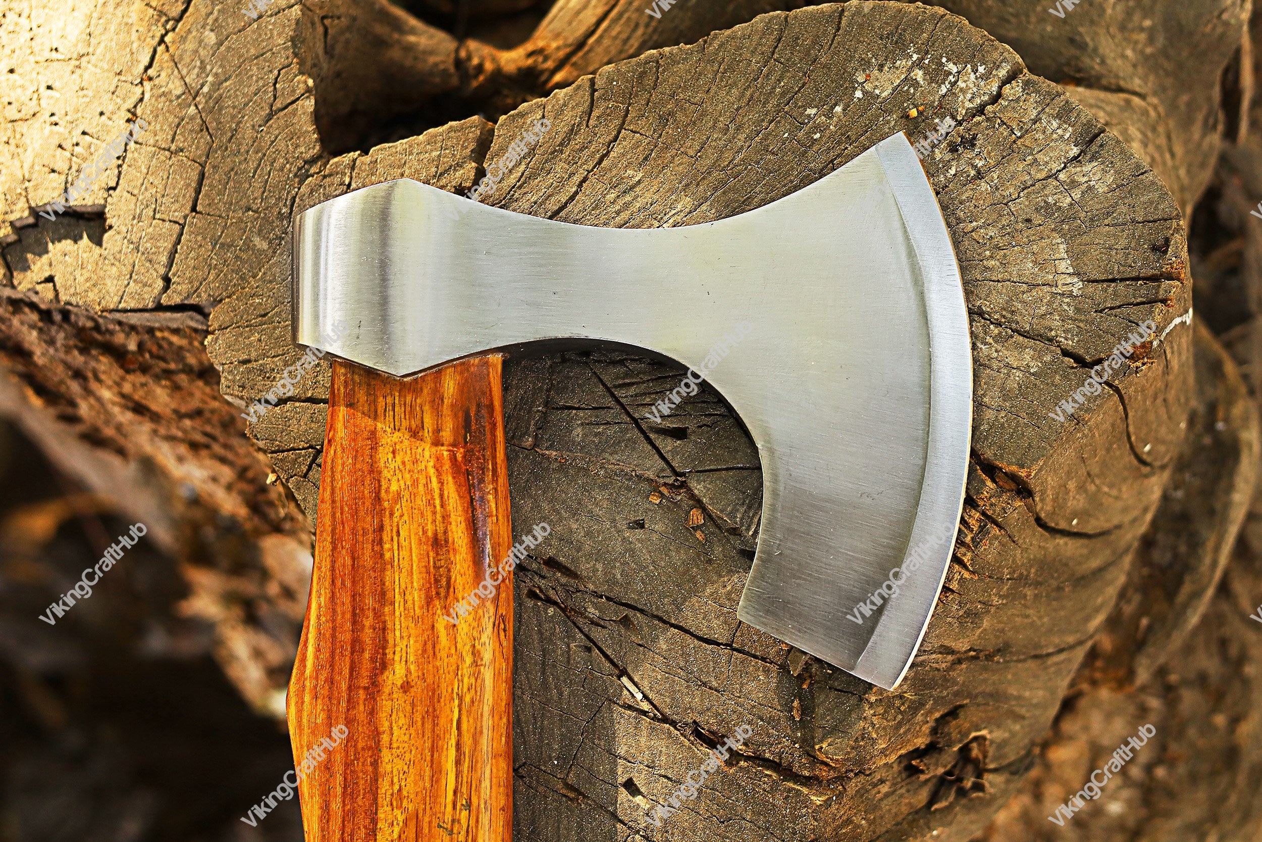 HAND FORGED VIKING Axe With Leather Sheath Custom 20 Inch Wooden Handle ...