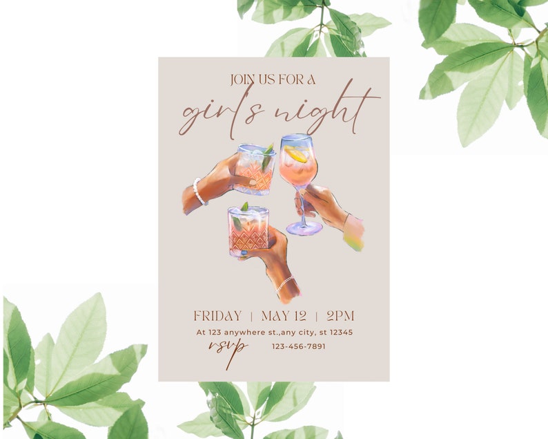 Girls Night Invitation Template Cocktail Party Invitation - Etsy