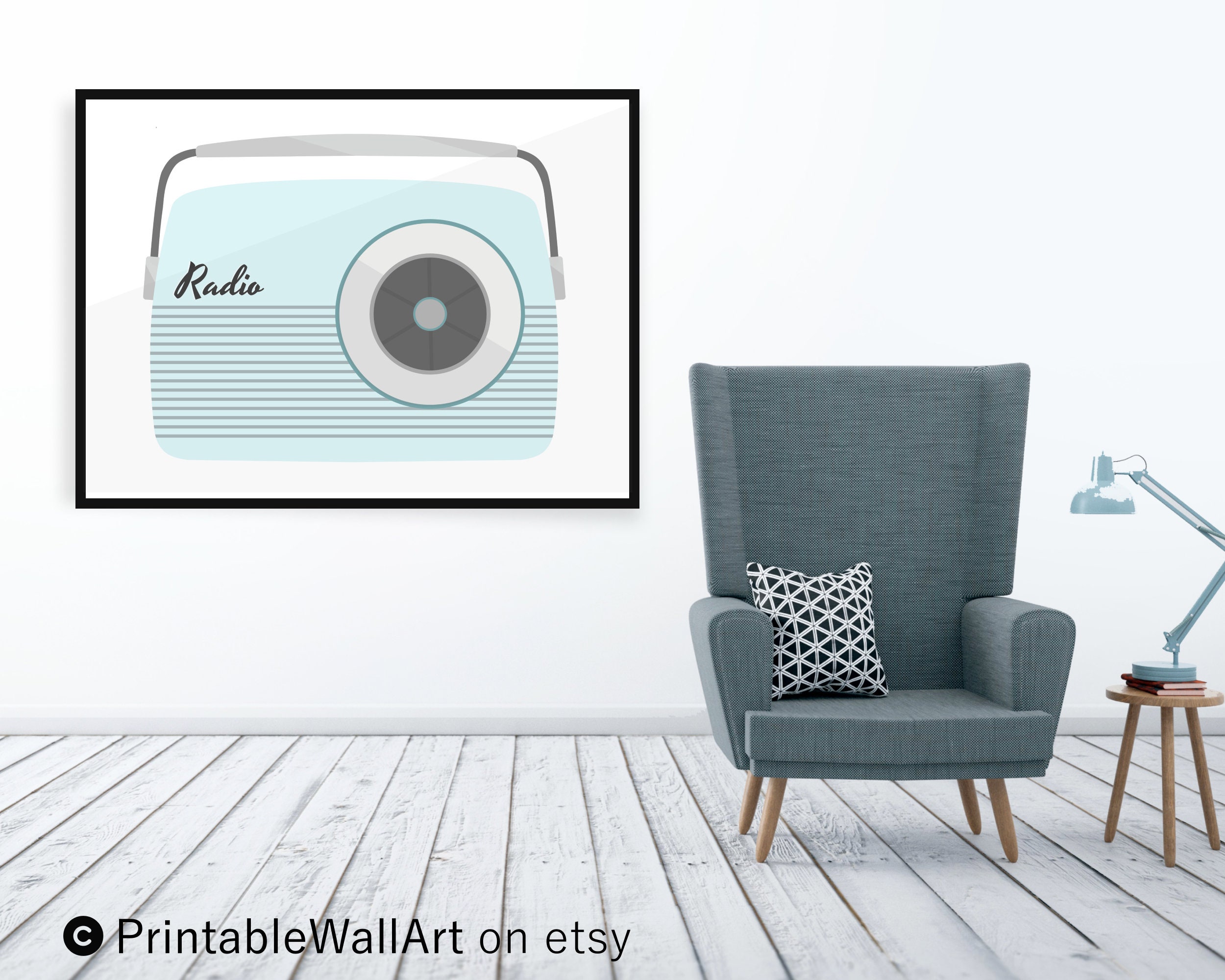 Vintage Radio Wall Art Poster Printable PDF Download Retro Style, Music ...