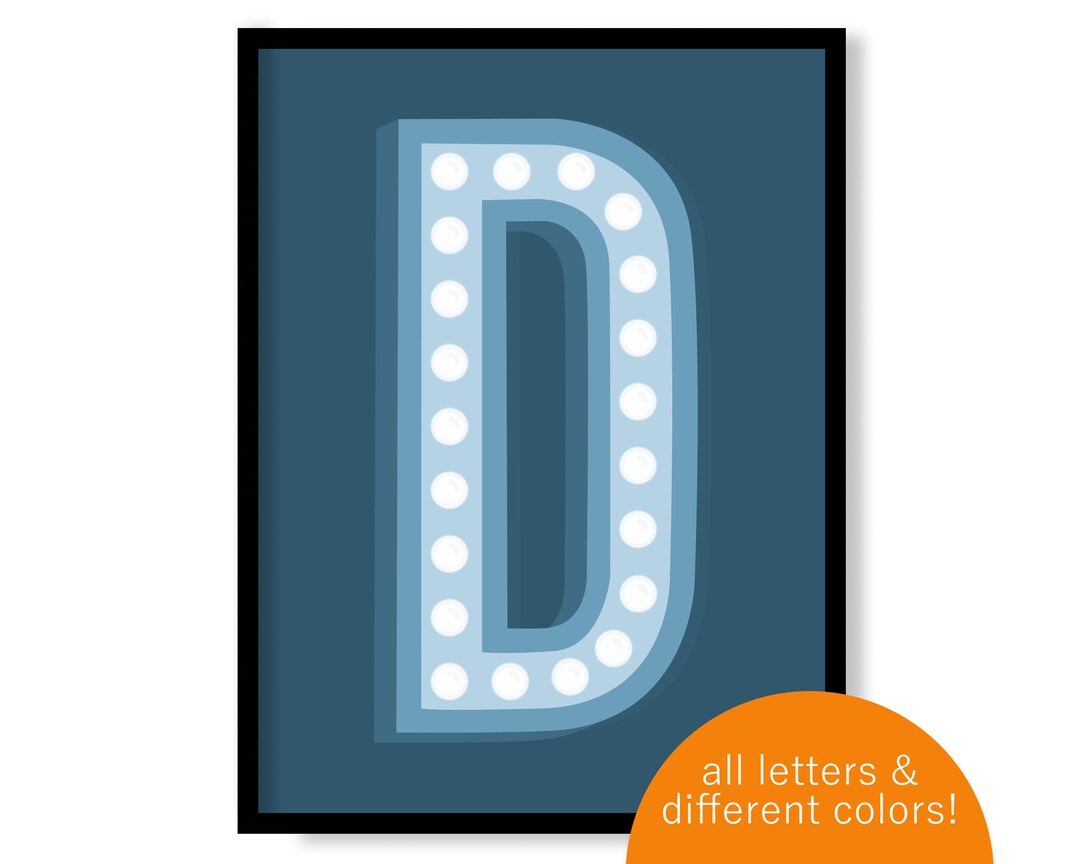 Initial Name Marquee Letter Statement Poster Home Decor Printable Wall ...