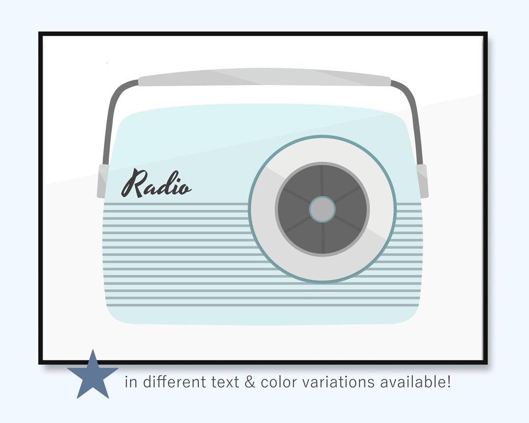 Vintage Radio Wall Art Poster Printable PDF Download Retro Style, Music ...