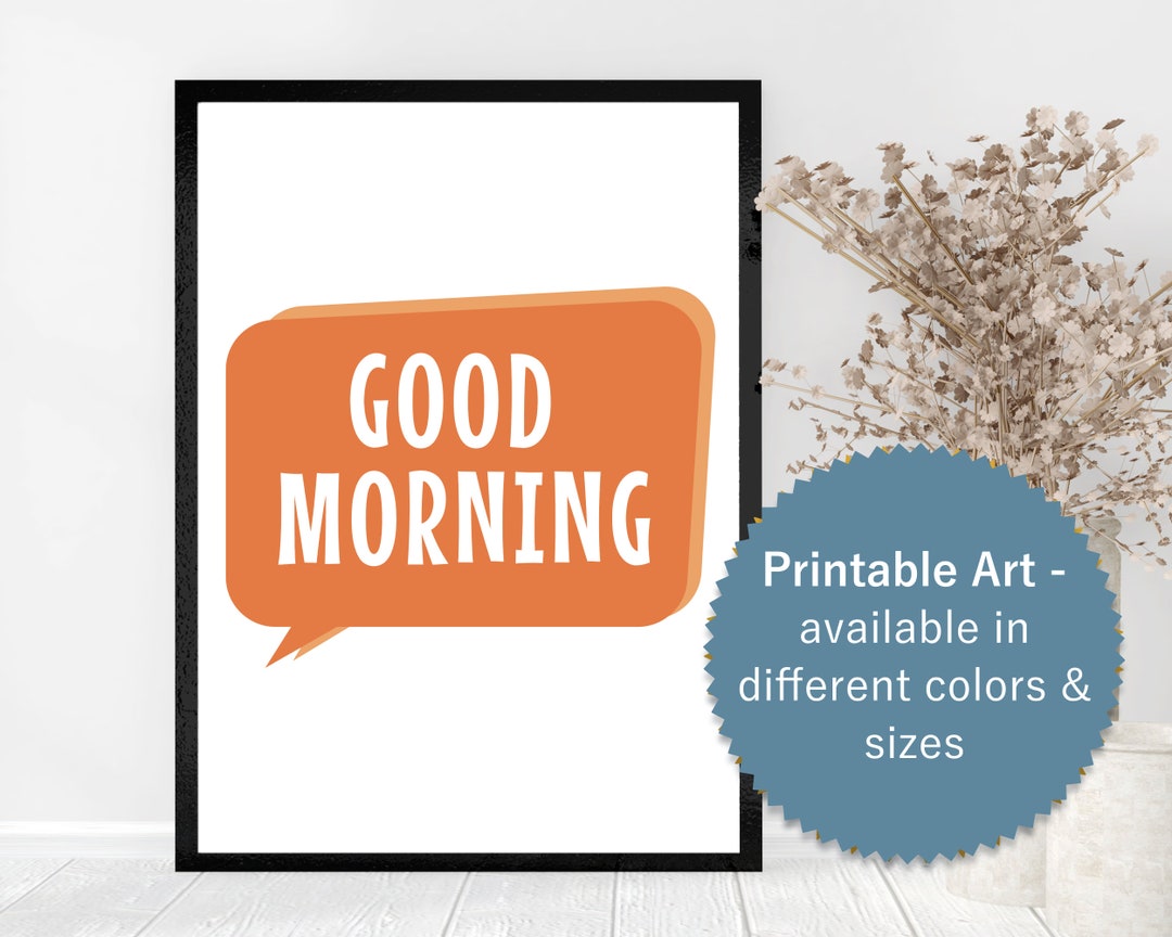 Bold Orange Good Morning Motivational Poster, Midcentury Retro Style ...