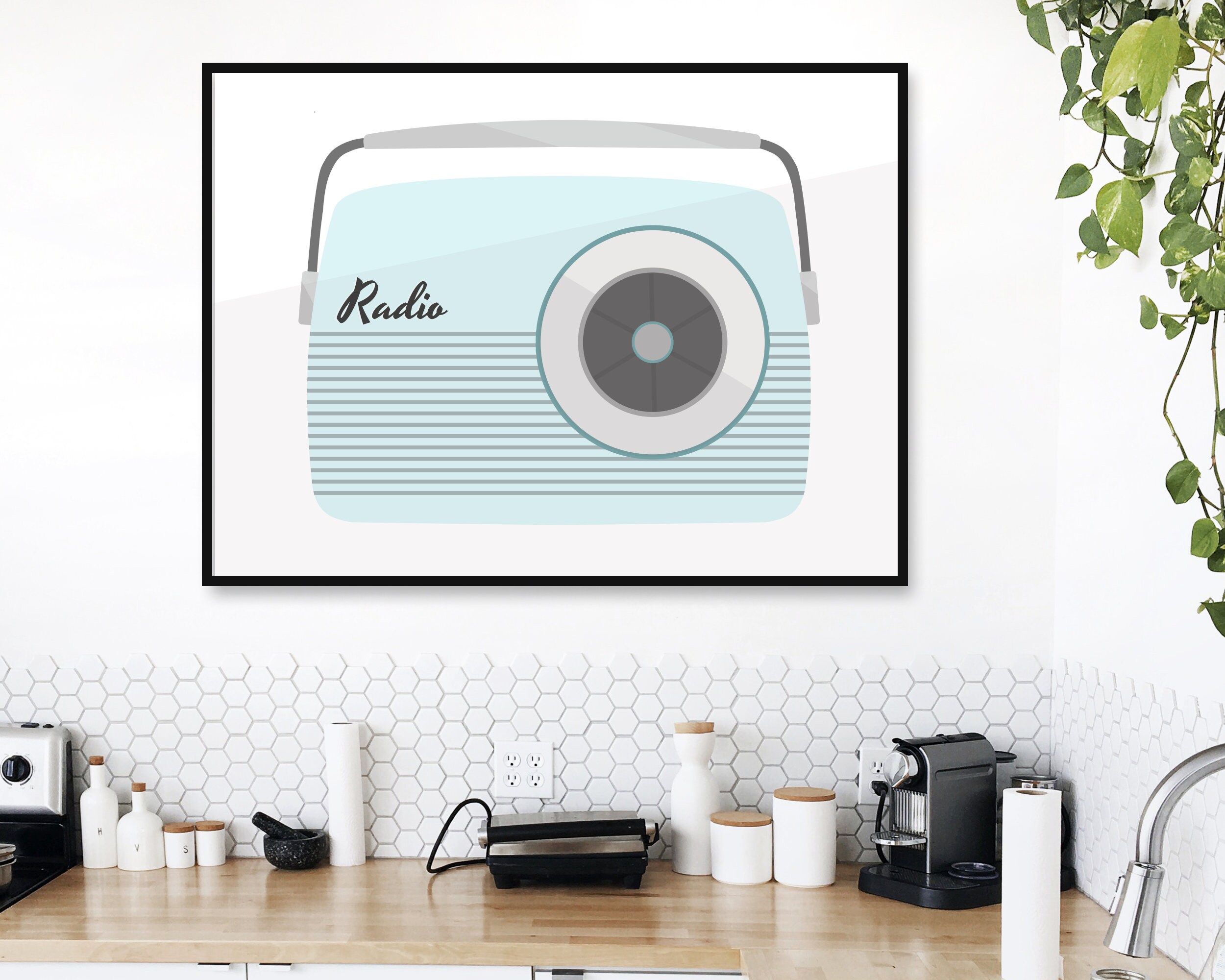 Vintage Radio Wall Art Poster Printable PDF Download Retro Style, Music ...