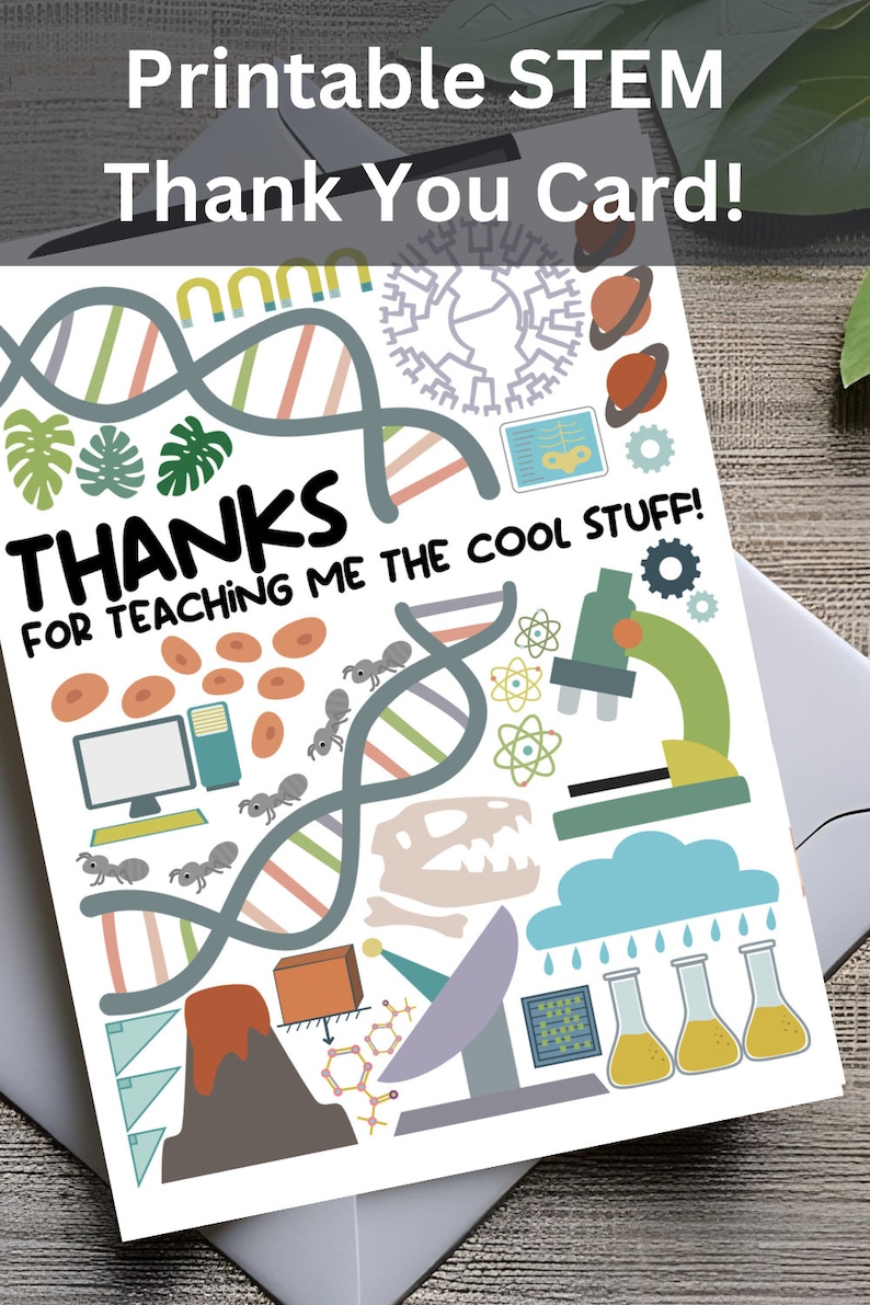 Printable Thank You Card | STEM Science Teacher - Etsy