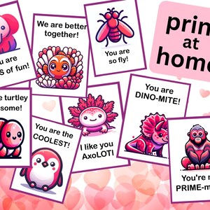 Cute Animal Themed Valentine’s Day Card Set | Valentines Day Cards for ...