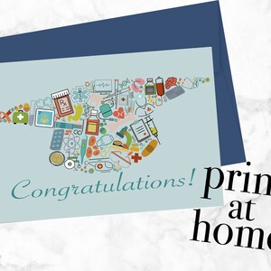 Printable Graduation Card | Medical School Graduation Card | Nursing ...