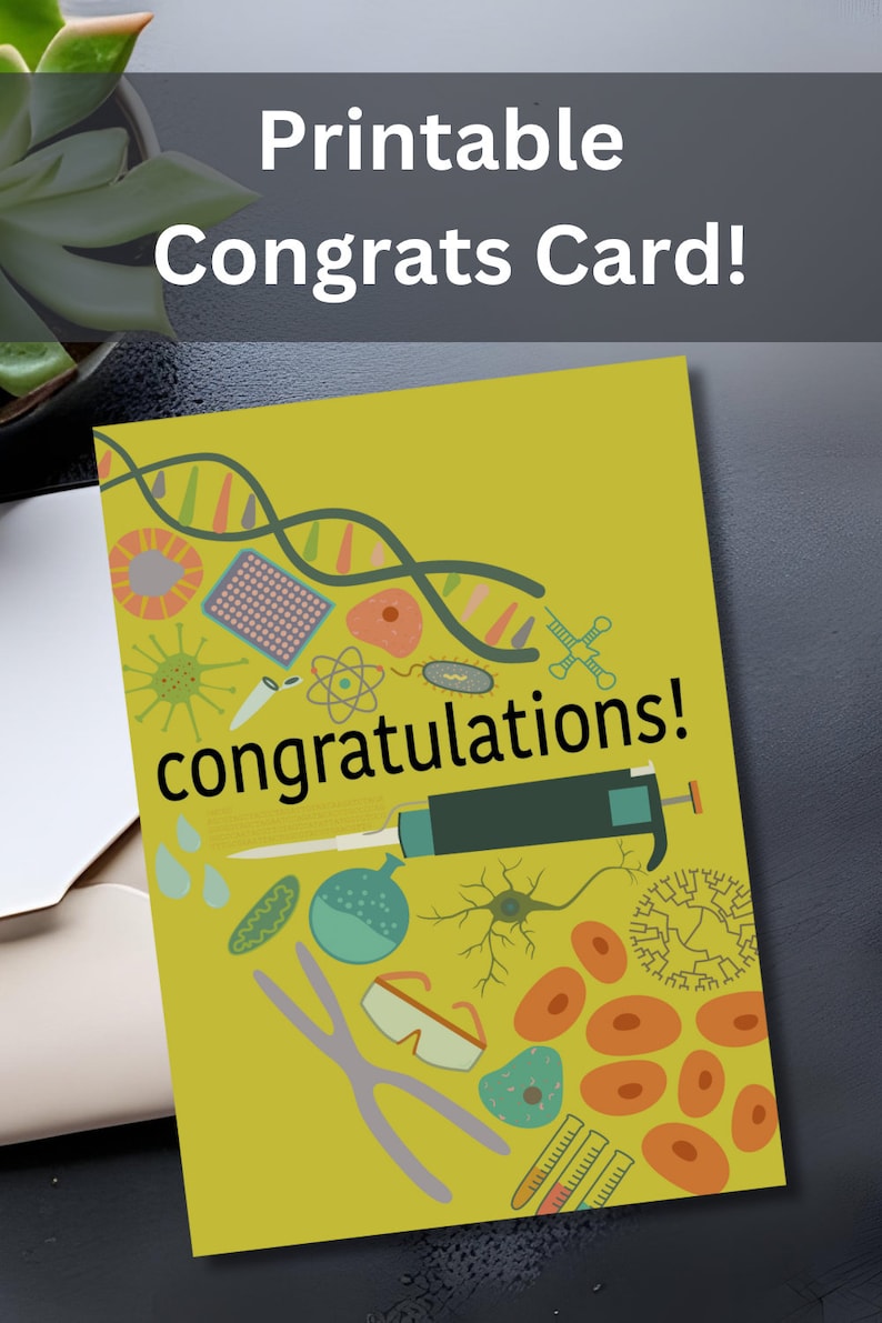 Biology Themed Congratulations Card Printable Graduation Card for ...