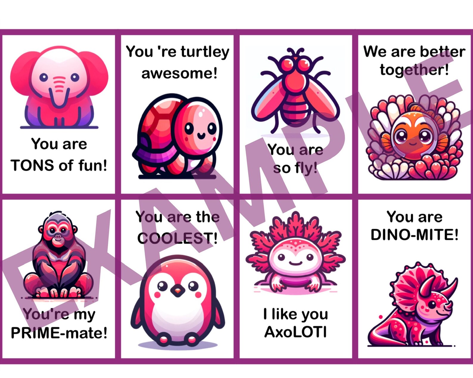 Cute Animal Themed Valentine’s Day Card Set | Valentines Day Cards for ...