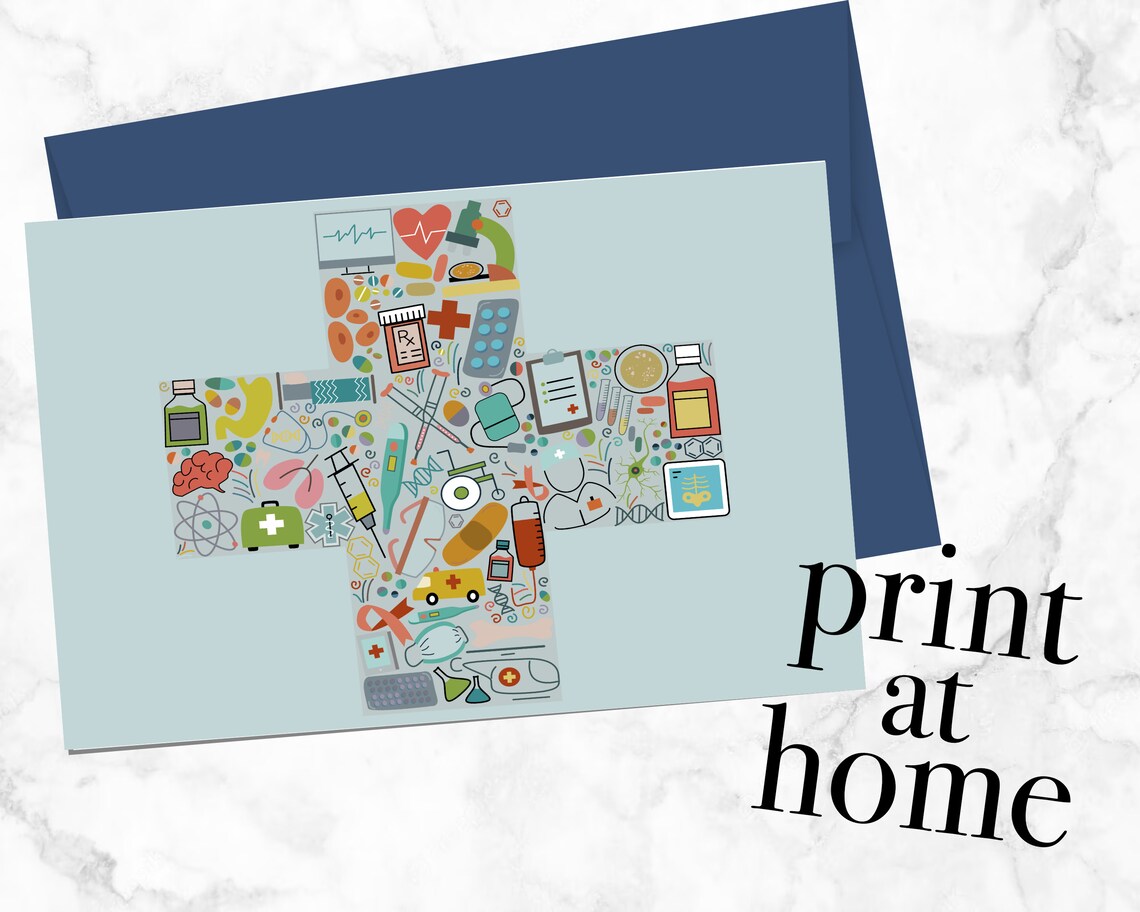 Printable Card for Medical Professionals Card for Nurses Card for ...