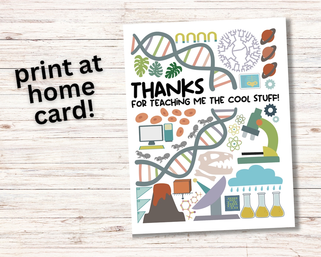 Printable Thank You Card | STEM Science Teacher - Etsy