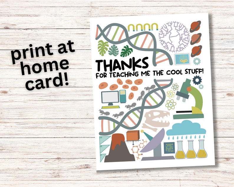 Printable Thank You Card | STEM Science Teacher - Etsy
