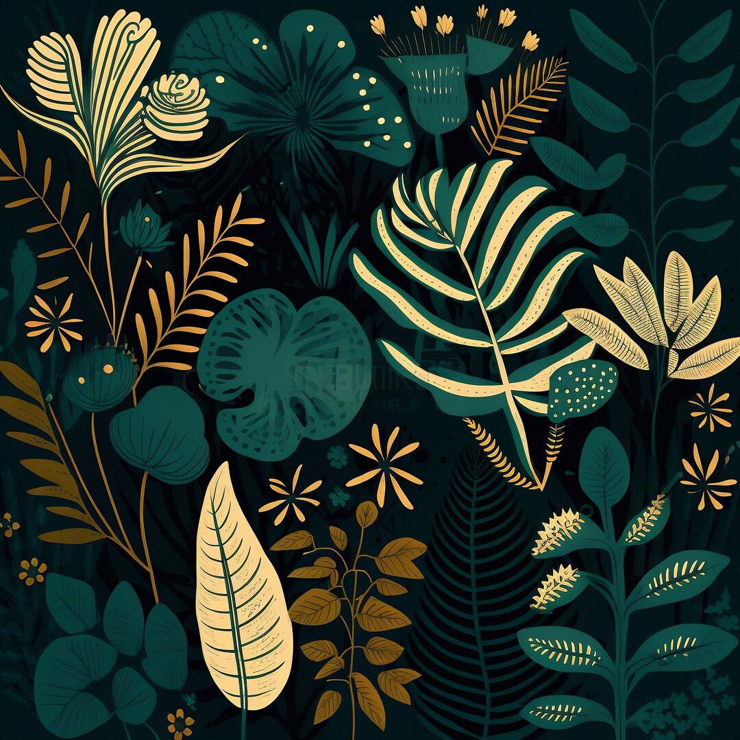 Botanical Bliss: Hand-drawn Plants Pattern Design - Etsy