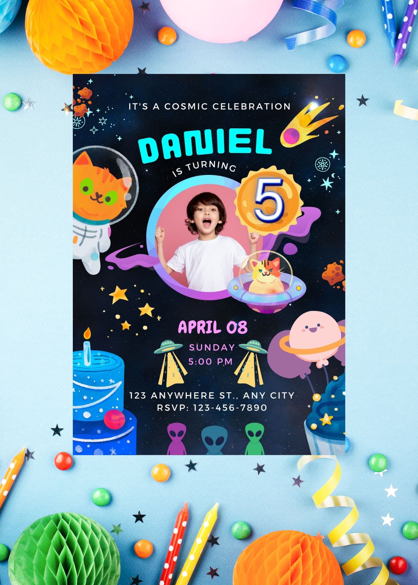 Outer Space Birthday Invitation, Planets Invite, Outer Space Invitation ...