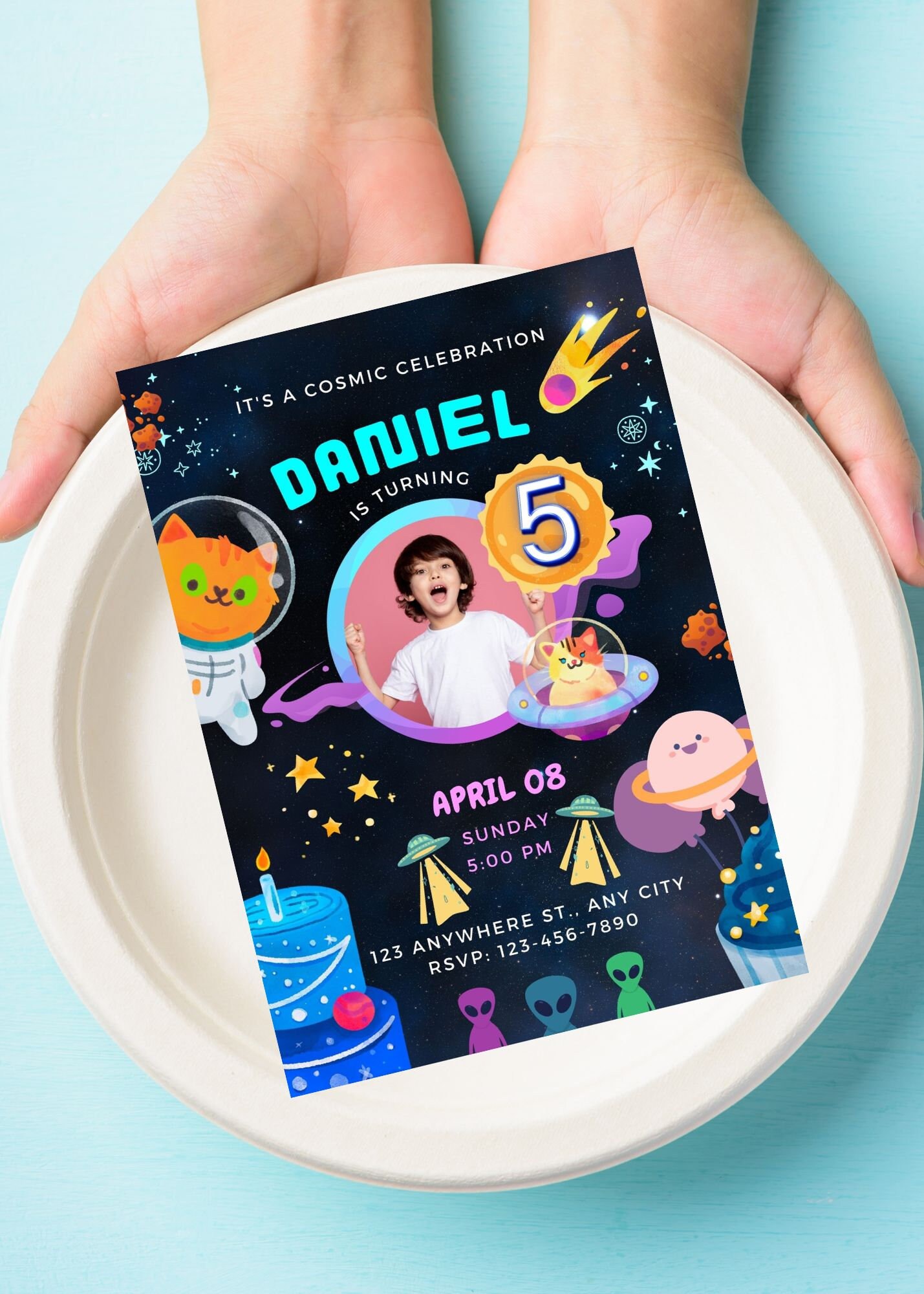 Outer Space Birthday Invitation, Planets Invite, Outer Space Invitation ...