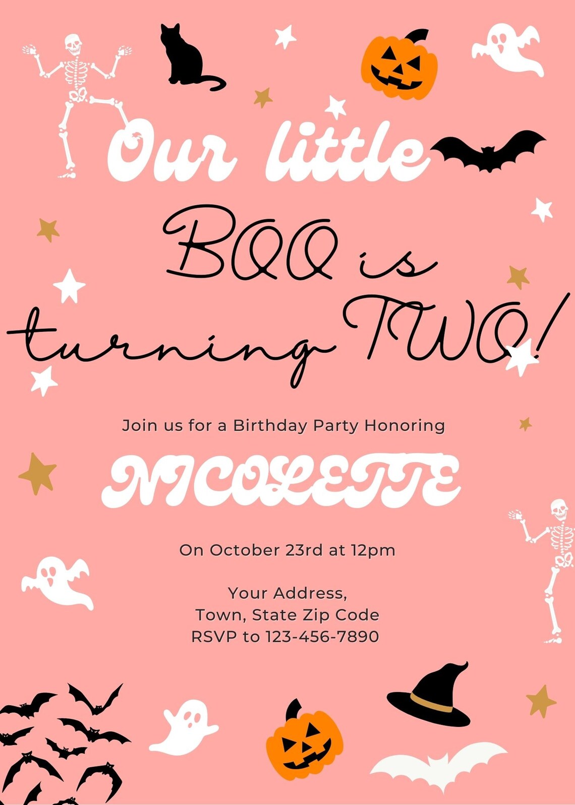 Editable Our Little Boo is Turning Two (number Editable) Halloween ...