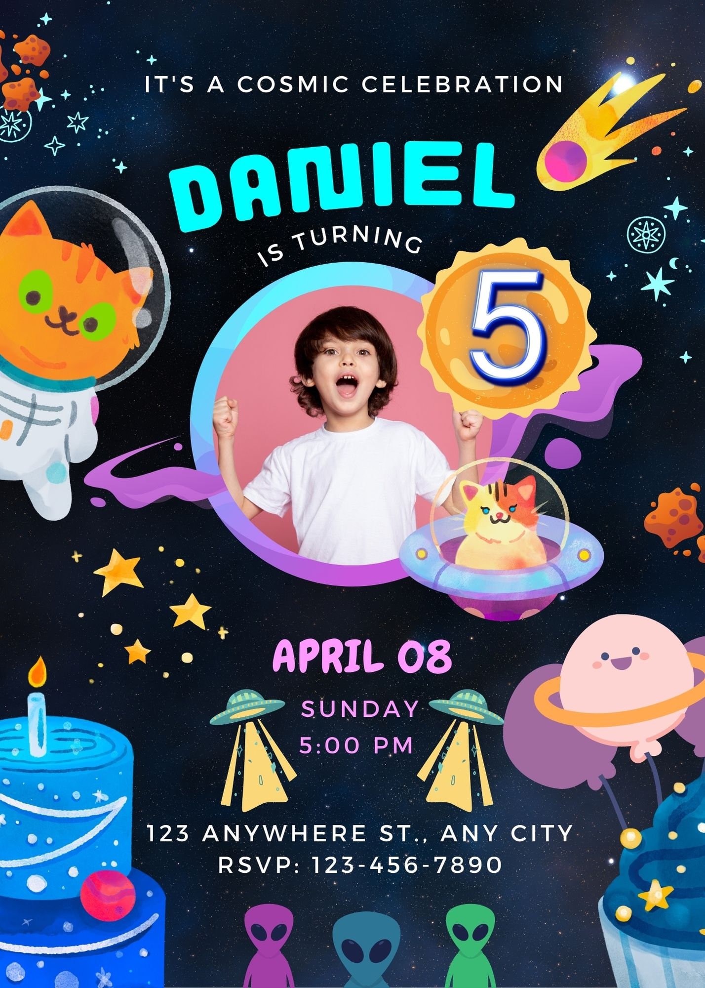 Outer Space Birthday Invitation Planets Invite Outer Space Invitation