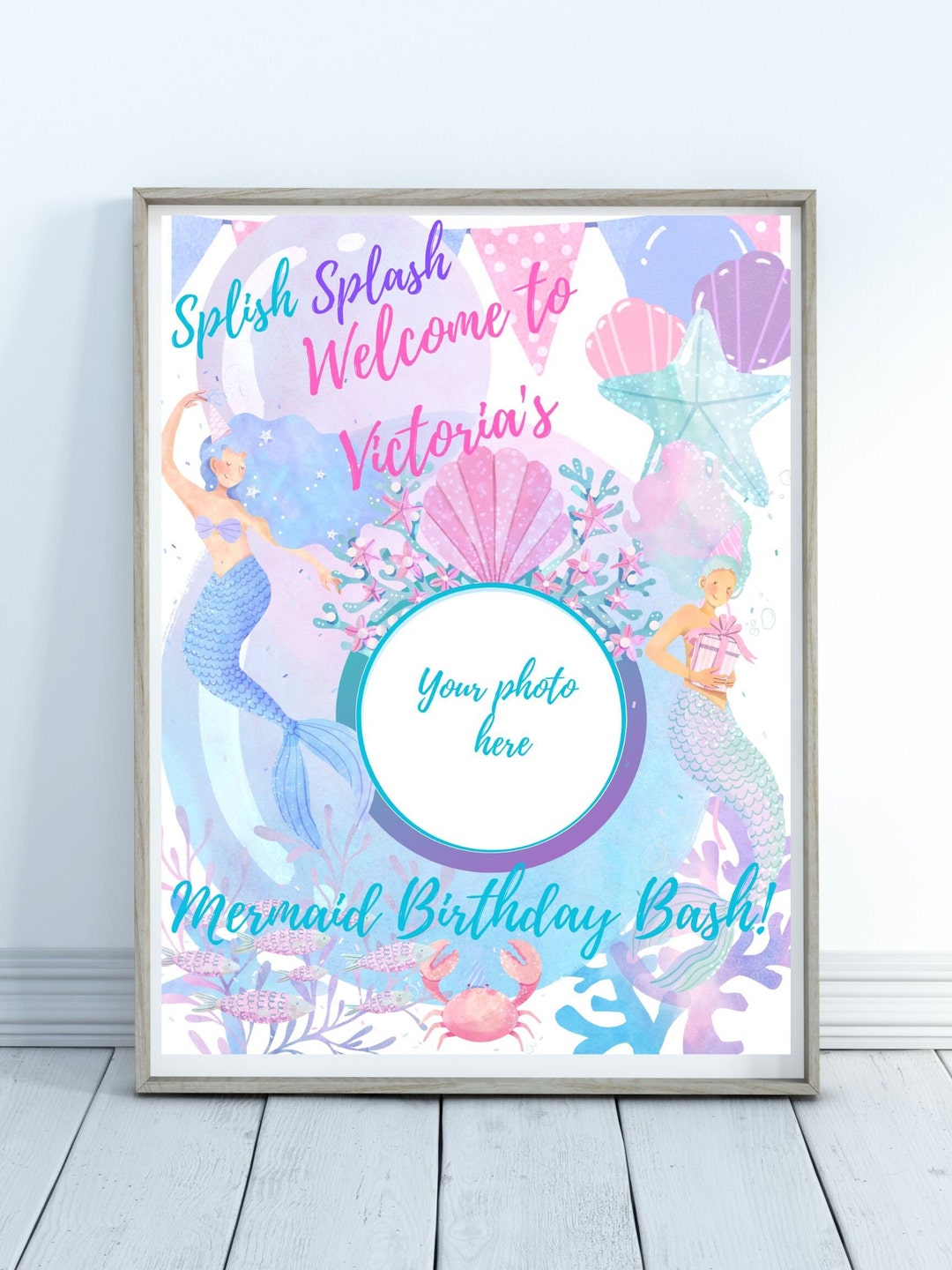 Mermaid Welcome Sign Template, Editable Poster, Welcome Poster Template ...